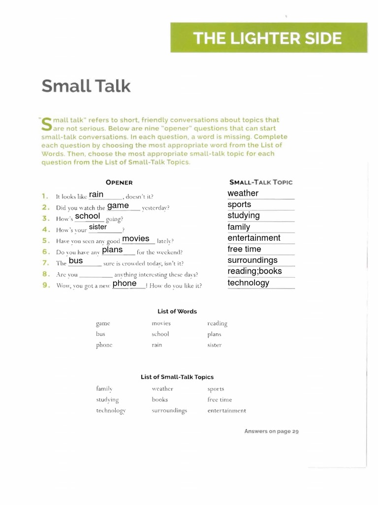 Small Talk Exercise | PDF | Human Communication | Communication