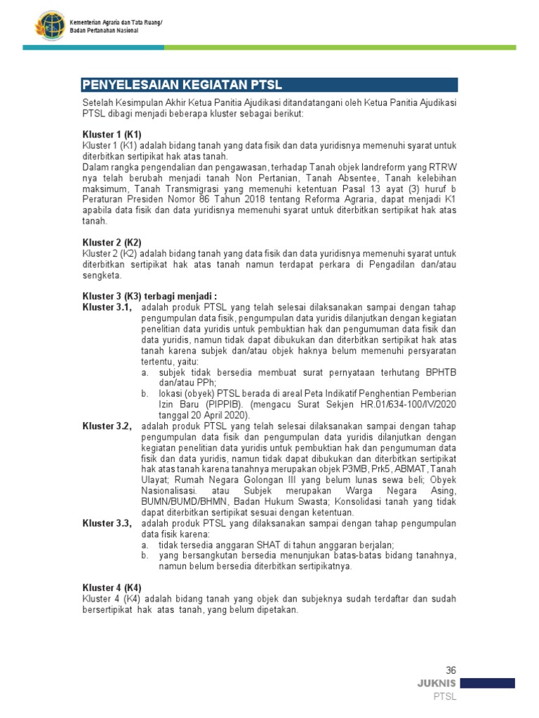 Pengertian Kluster PTSL | PDF