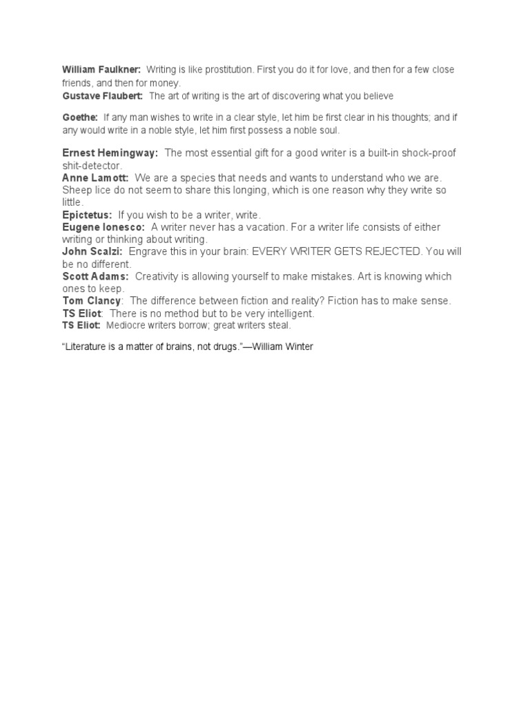 Insights on Writing from Great Authors | PDF