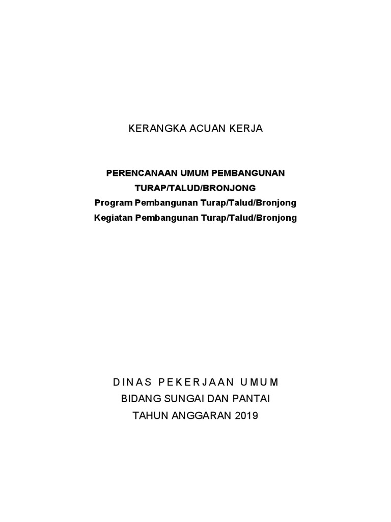 KAK Perencanaan Umum Talud Turap Bronjong 2019 | PDF