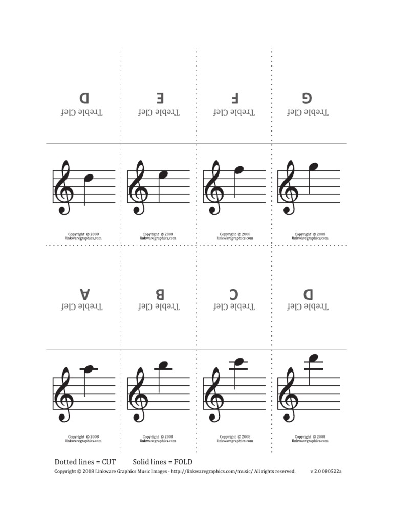 Music Flash Cards Treble Clef Notes v2 Page2 | PDF