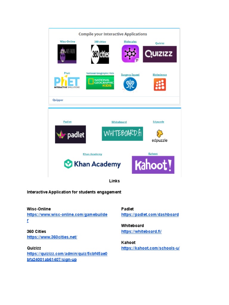 Links Interactive Application For Students Engagement | PDF