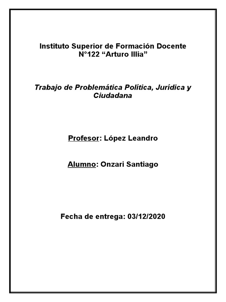Trabajo Final Problemática Política, Jurídica y Ciudadana | PDF