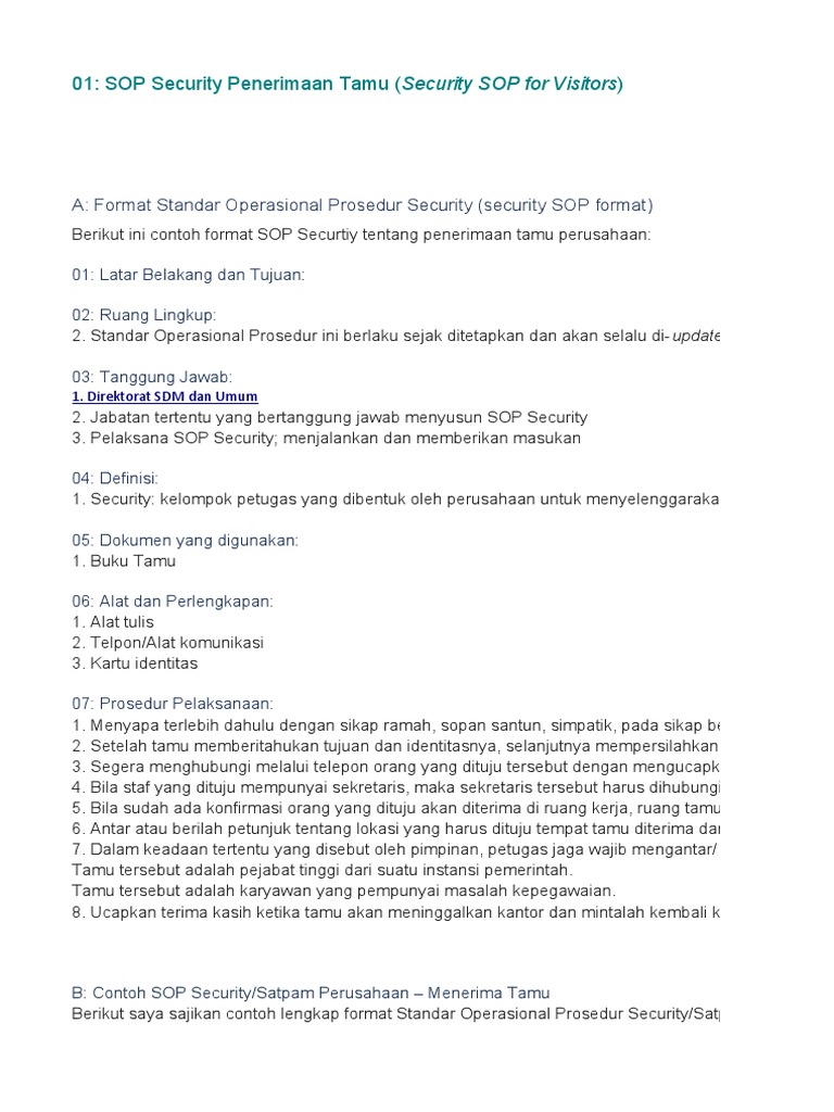 Sop Umum Security | PDF