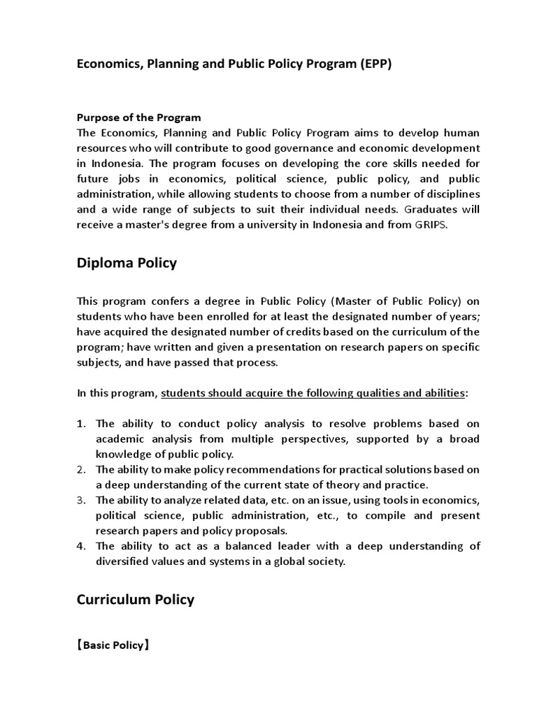 GRIPS JAPAN 3policy - Epp | PDF | Economics | Academic Degree