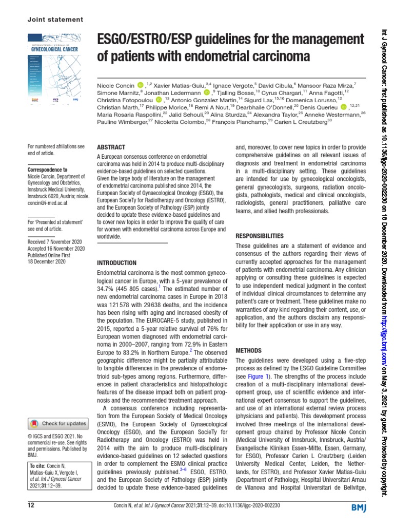 ESGO-ESTRO-ESP Guidelines For The Management of Patients With ...