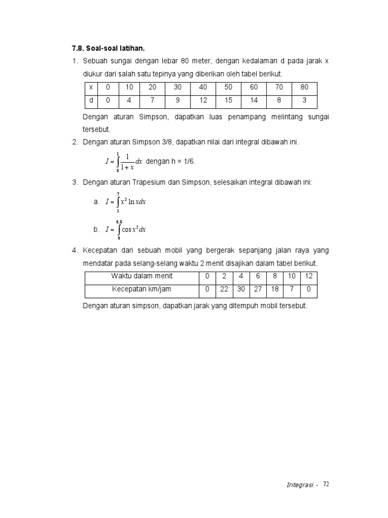 Metode Numerik TS - Integrasi Numerik - Assignment | PDF