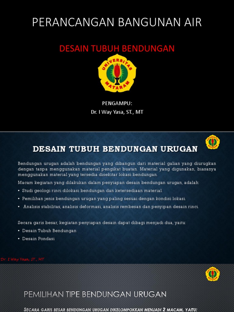 Desain Bendungan Urugan dan Klasifikasinya | PDF