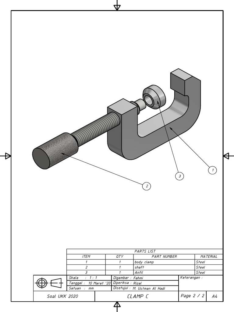 Gambar Teknik Clamp C dan Bagian-Bagiannya | PDF