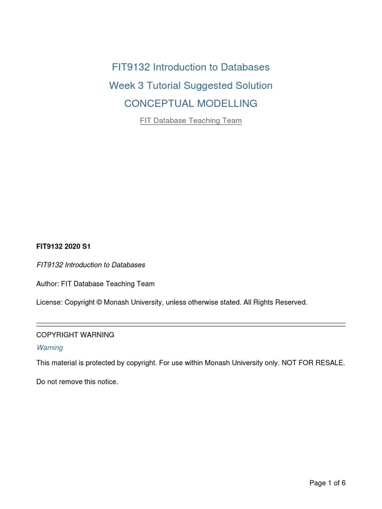 FIT9132 Tutorial 3 Sample Solution | PDF | Business | Science