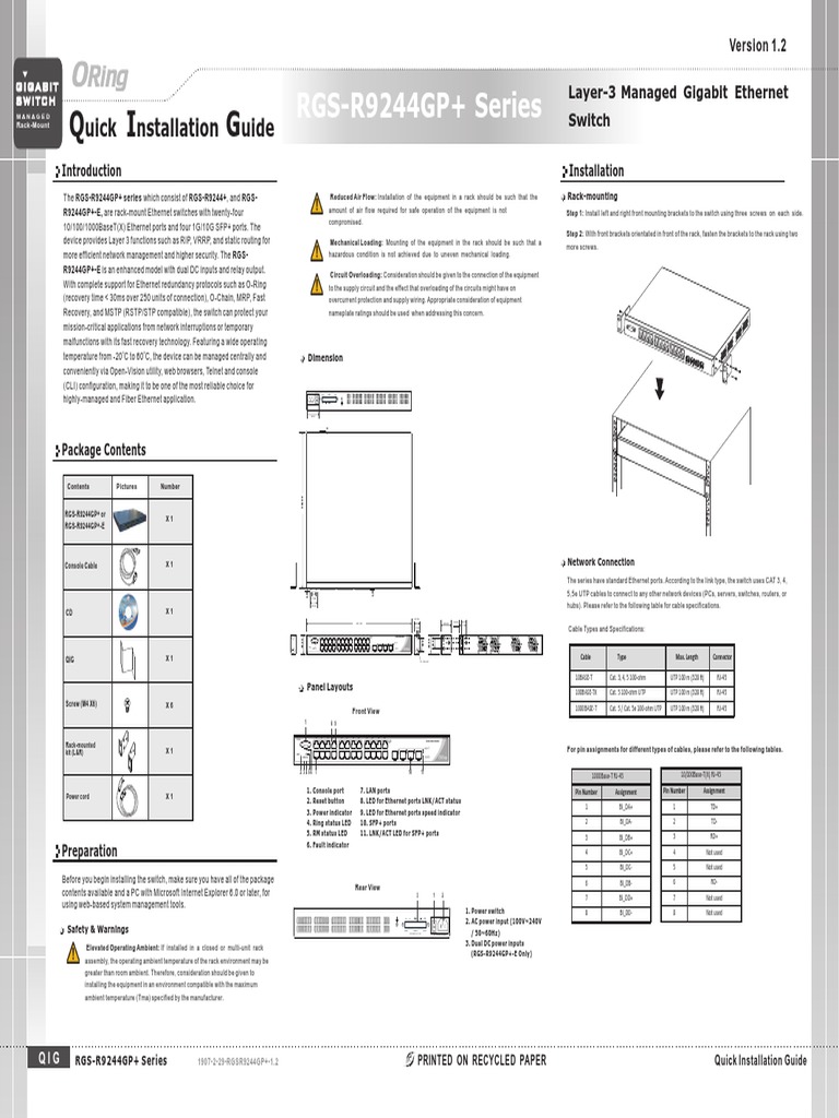 Qig Rgs-r9244gp+ Series | PDF | Ethernet | Computer Network