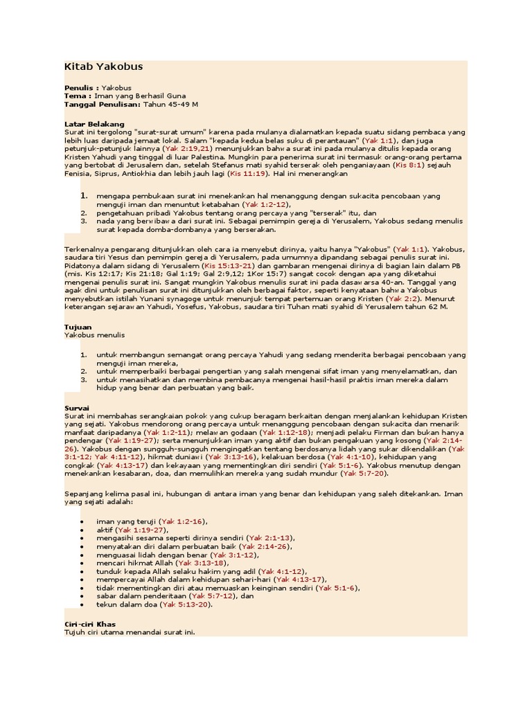 Latar Belakang dan Tujuan Surat Yakobus | PDF | Sejarah | Agama ...