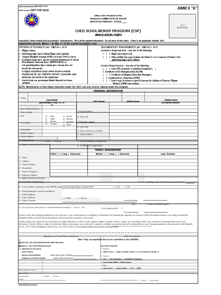 Applying for CHED Scholarships: Guidelines and Application Form for ...