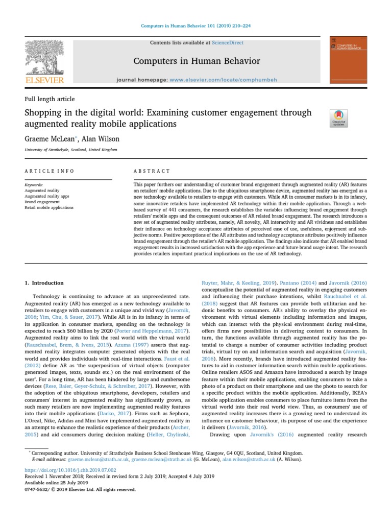 Computers in Human Behavior: Full Length Article | PDF | Augmented ...