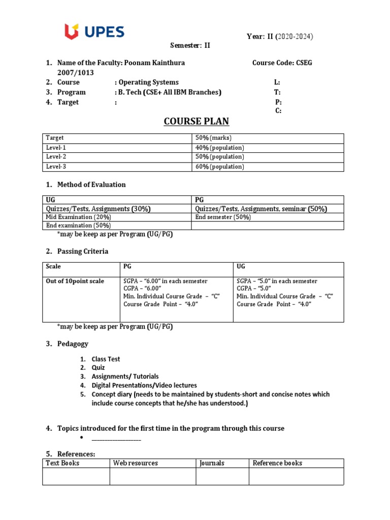 Operating System Course Plan | PDF | Scheduling (Computing) | Process (Computing)