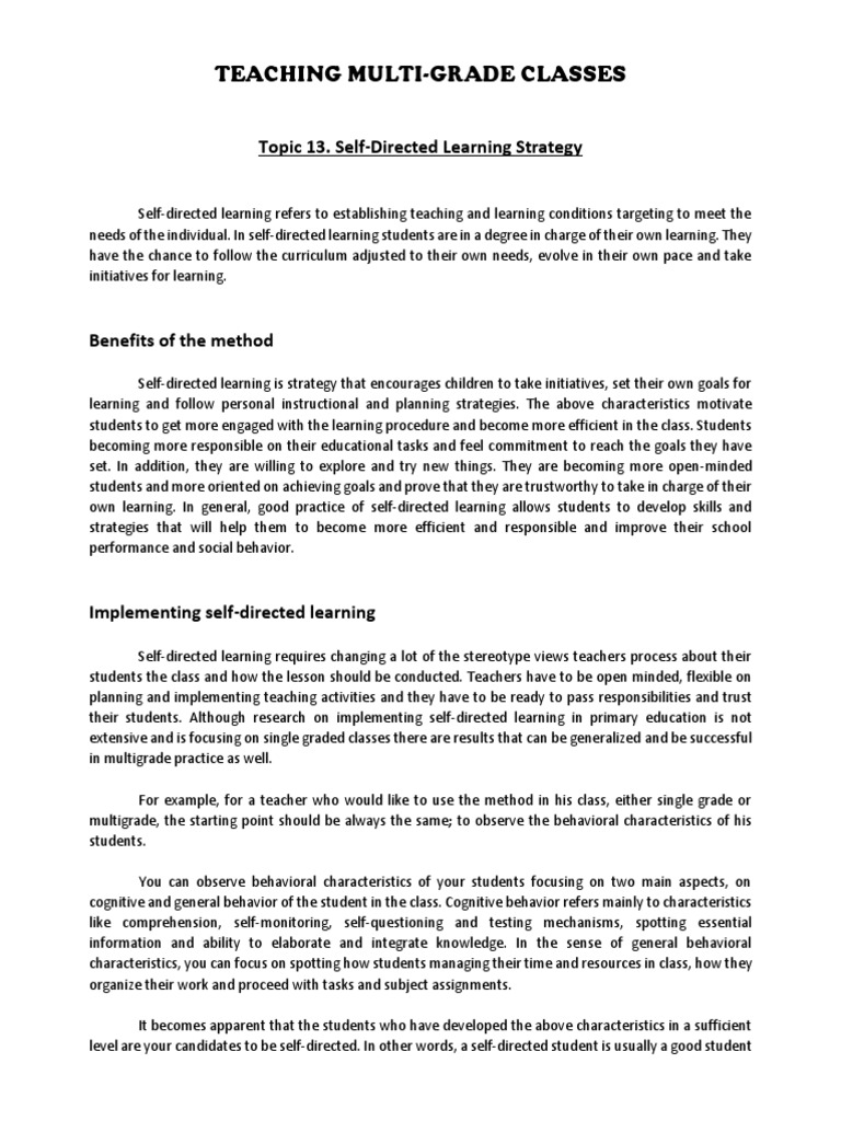 Multi-Grade Self-Directed Learning | PDF | Learning | Teachers
