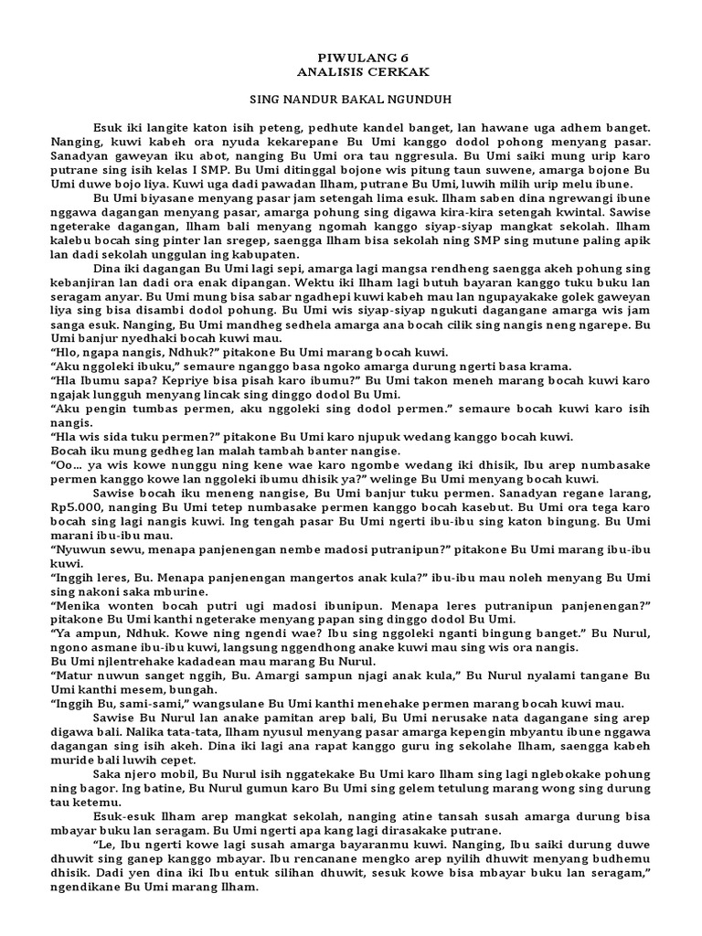 PIWULANG 6 Analisis Cerkak | PDF
