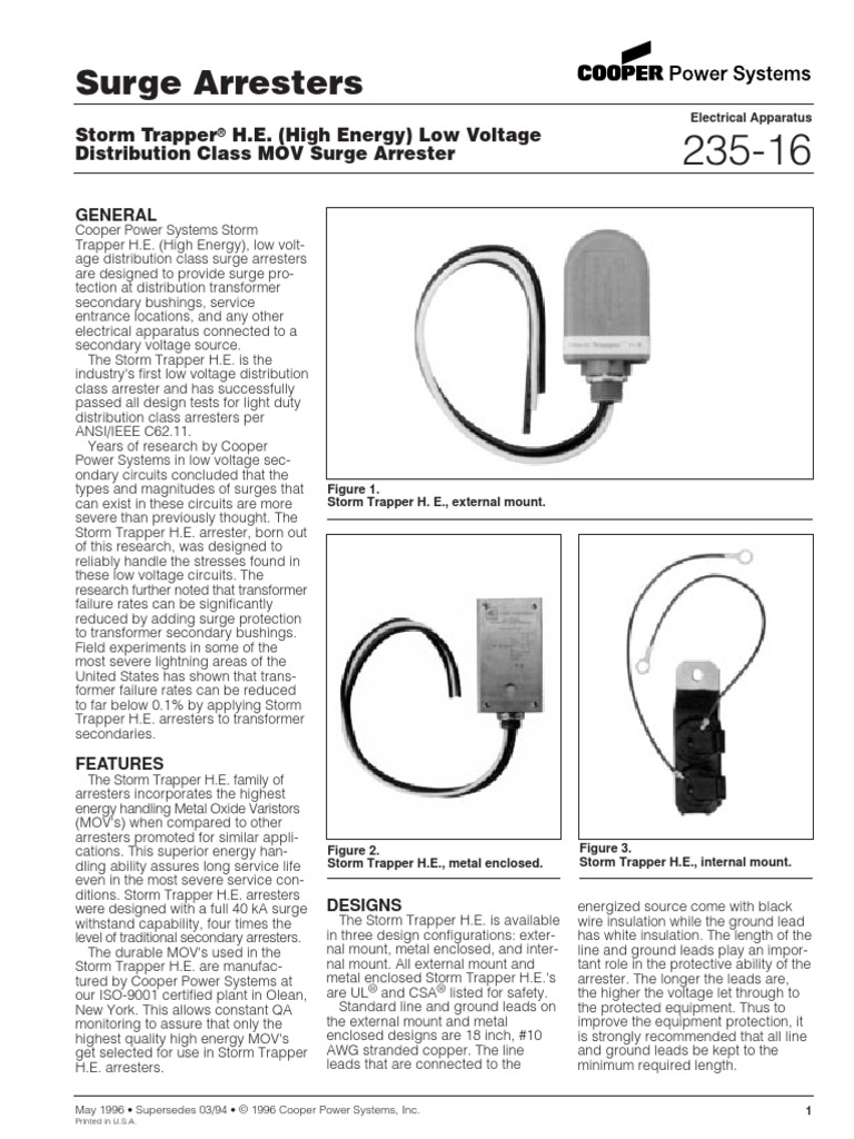 Surge Arresters: Storm Trapper H.E. (High Energy) Low Voltage ...