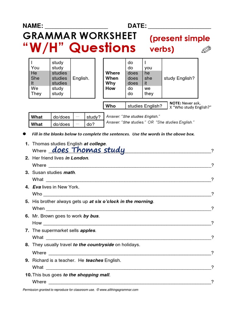 WH Questions + Present Simple | PDF