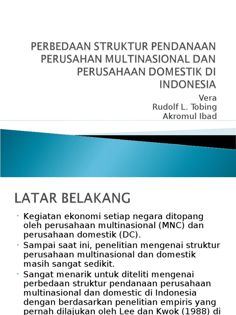 Perbedaan Struktur Pendanaan Perusahan Multinasional Dan Perusahaan ...