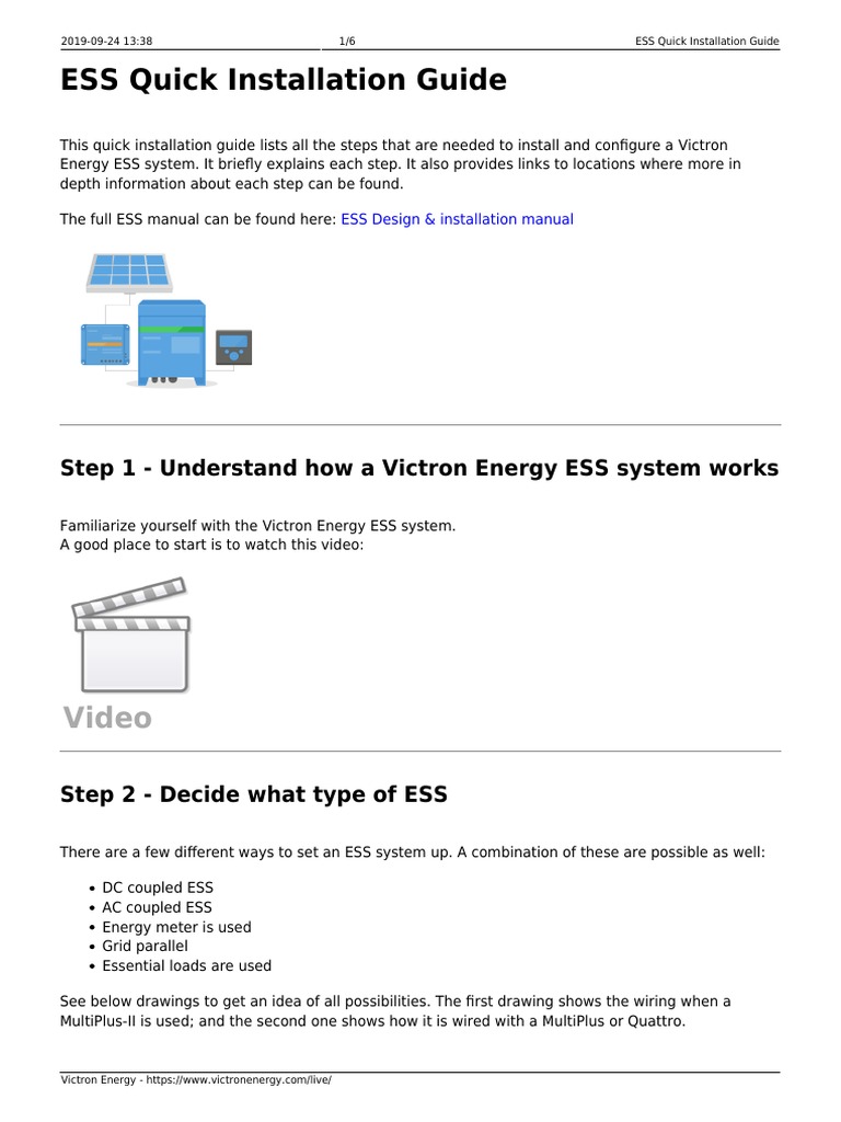 ESS Quick Installation Guide: Video | PDF