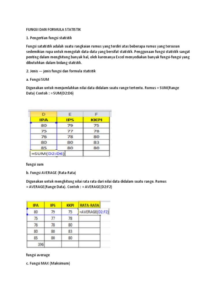 Fungsi dan Rumus Statistik Dasar Excel | PDF