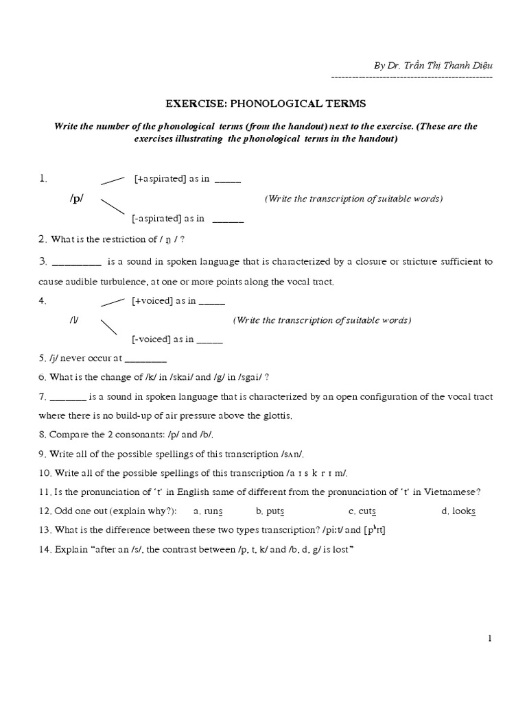 Exercise: Phonological Terms | PDF