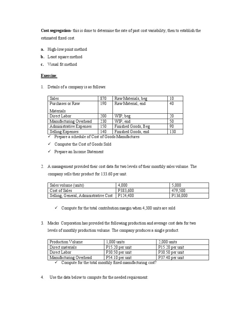 Cost Segregation | PDF | Cost | Management Accounting