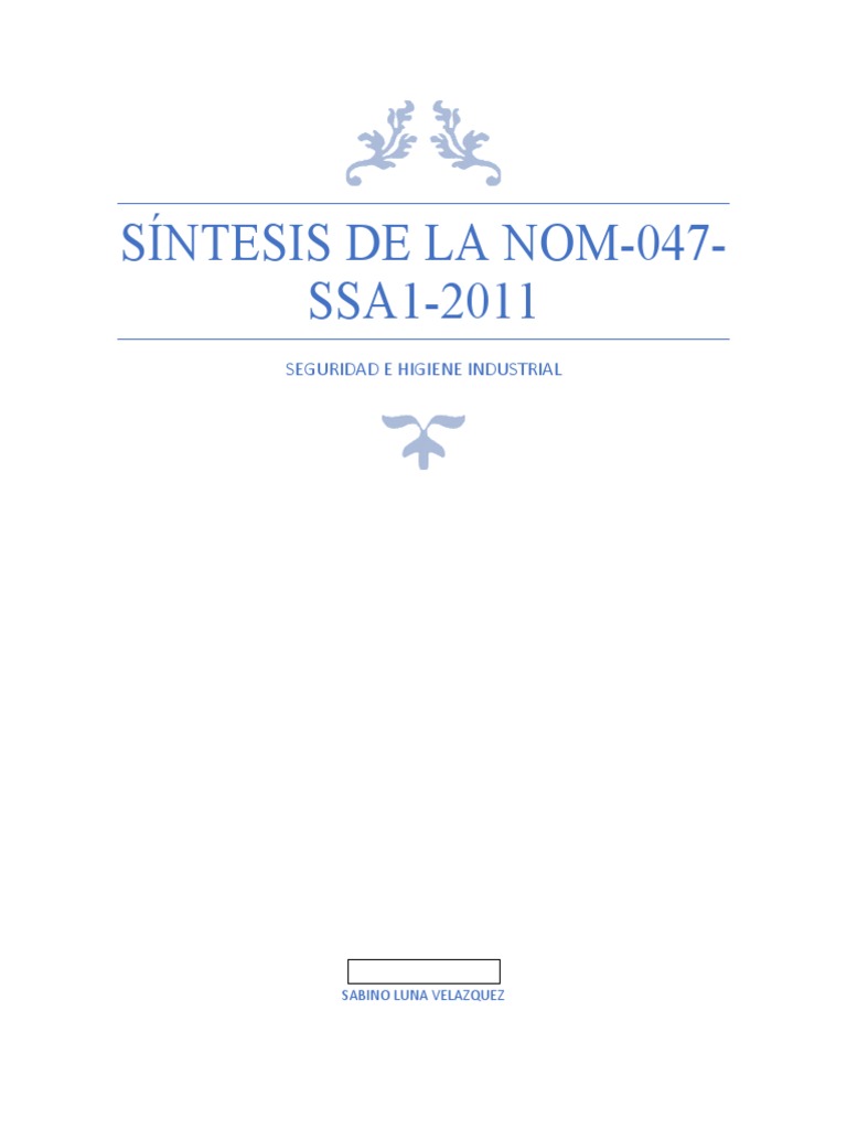 Sintesis NOM 047 SSA1 | PDF | Seguridad y salud ocupacional | Business