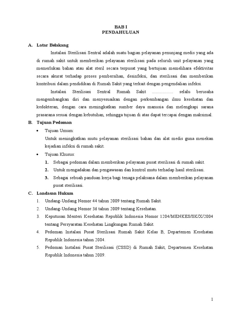 Pedoman Pelayanan Unit CSSD | PDF | Kesehatan Holistik | Sains & Matematika
