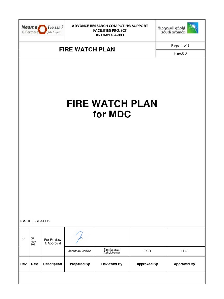Fire Watch Plan For MDC | PDF | Fires | Emergency