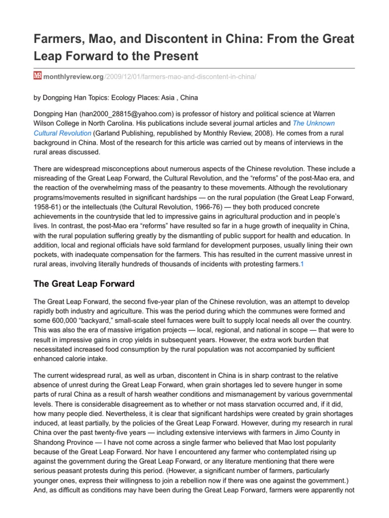 Han - Great Leap Forward To Present | PDF | Mao Zedong | Cultural ...
