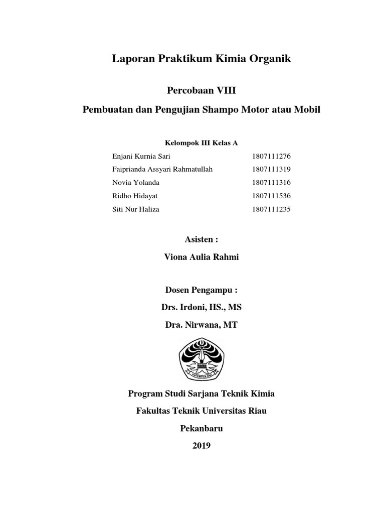 Pembuatan dan Karakterisasi Sampo Motor Berbahan Aktif LAB dan SLS | PDF