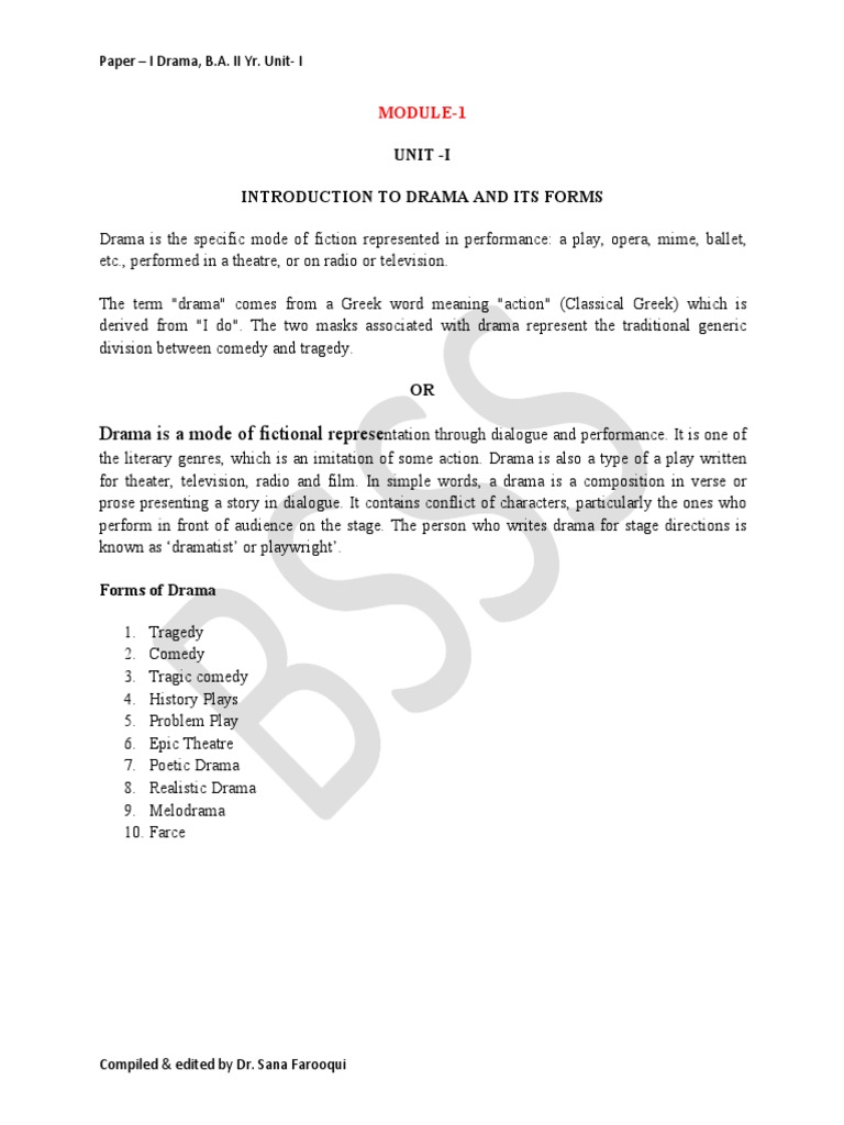 1 Drama & Forms | PDF | Tragedy | Play (Theatre)