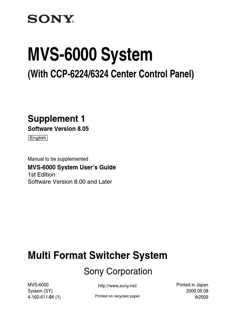 MVS-6000 System: (With CCP-6224/6324 Center Control Panel) | PDF ...