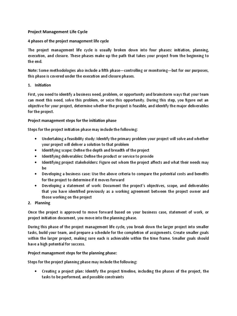 4 Project Management Life Cycle | PDF | Project Management | Economies