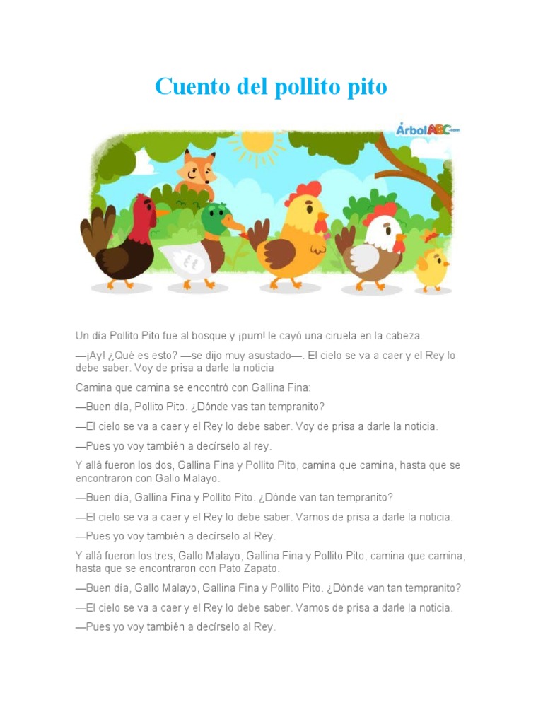 Cuento del Pollito Pito y sus amigos | PDF