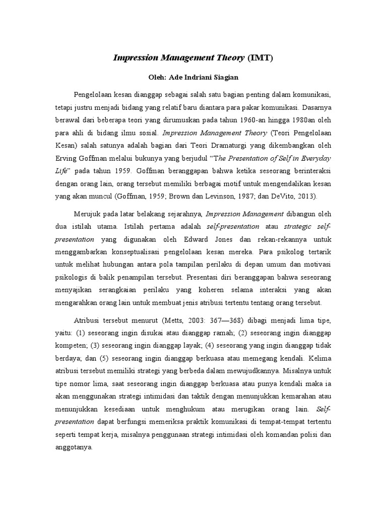 Impression Management Theory | PDF