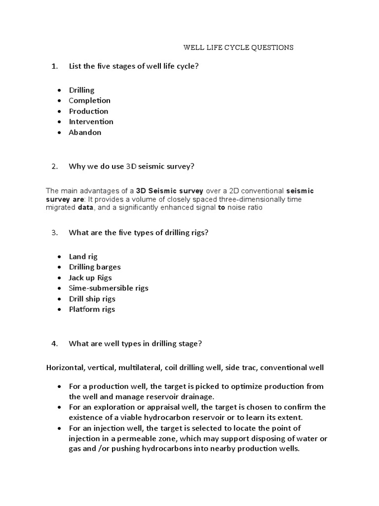 Well Life Cycle Stages and Types | PDF | Casing (Borehole) | Oil Well