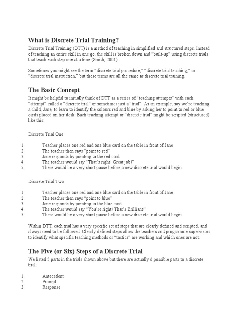 What Is Discrete Trial Training? | PDF | Reinforcement | Behavioural ...