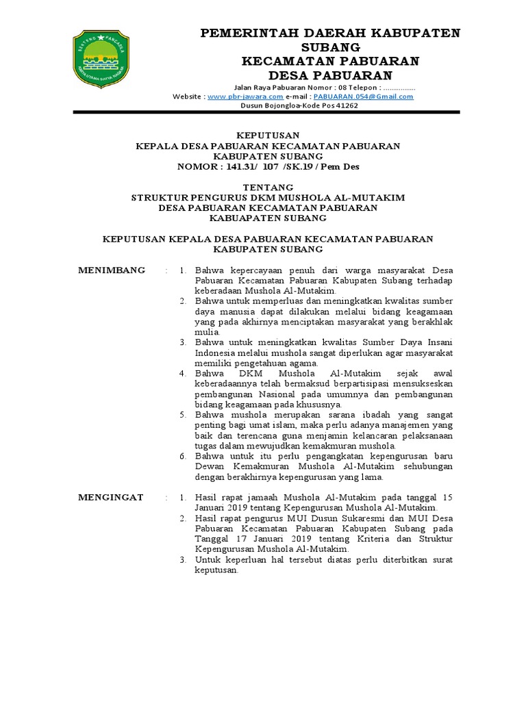 SK DKM Al-Mutakim | PDF