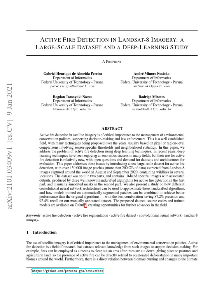 Active Fire Detection In Landsat 8 Imagery A Large Scale Dataset And