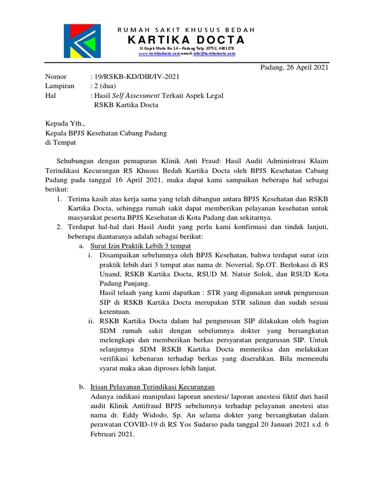 19 Rskb-Kd-Iv-2021 Tentang Self Assesment Aspek Legal | PDF