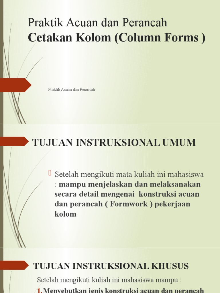 Konstruksi Acuan & Perancah Kolom | PDF