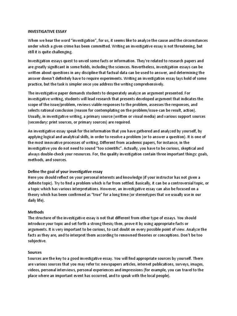 Investigative Essay EXPLAINED | PDF | Essays | Question