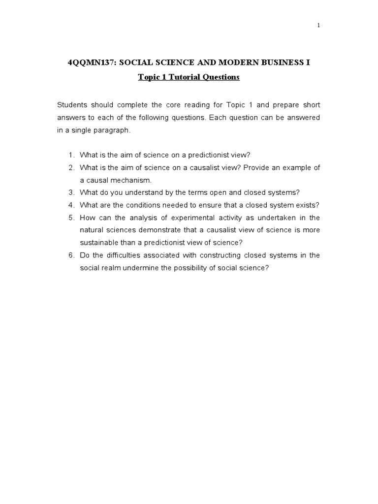 4QQMN137 Topic 1 Tutorial Questions | PDF