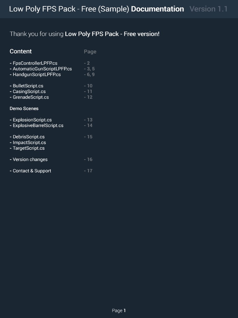Low Poly FPS Pack Documentation | PDF