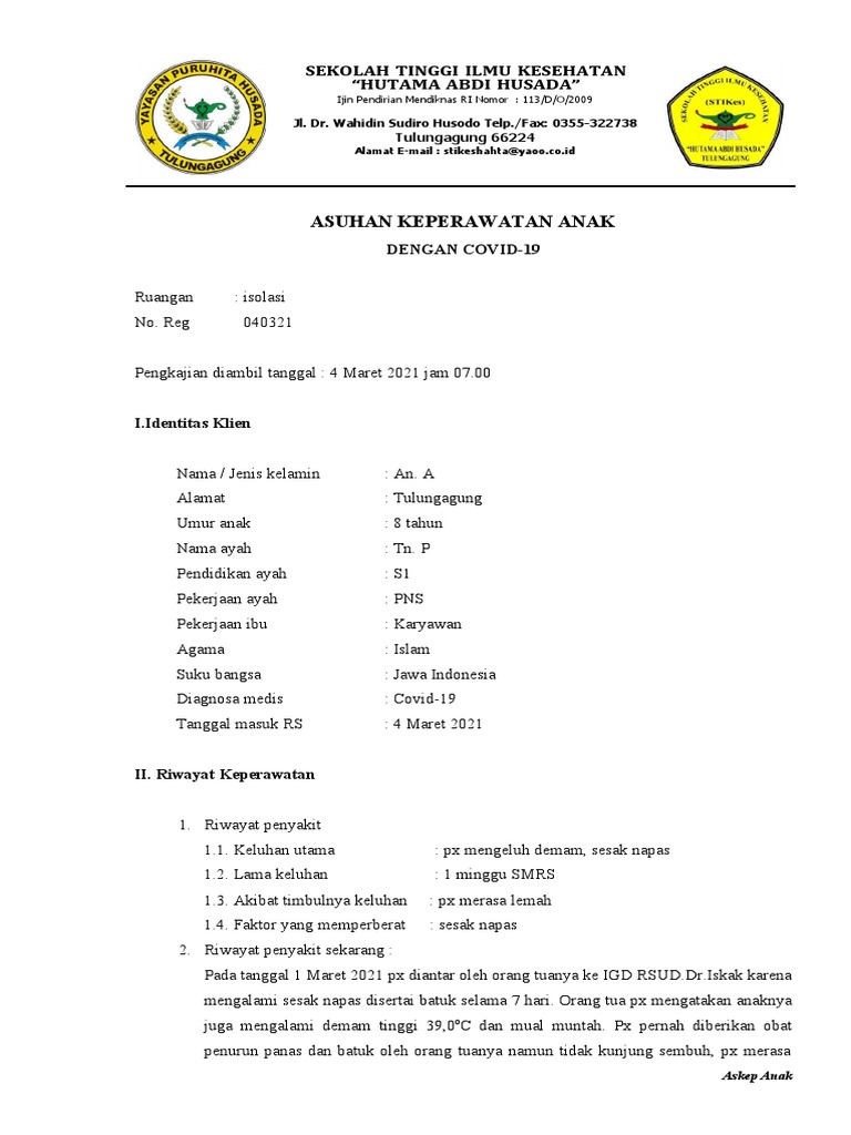 Askep Covid Pada Anak Terbaru | PDF | Pengembangan Diri | Kesehatan Holistik