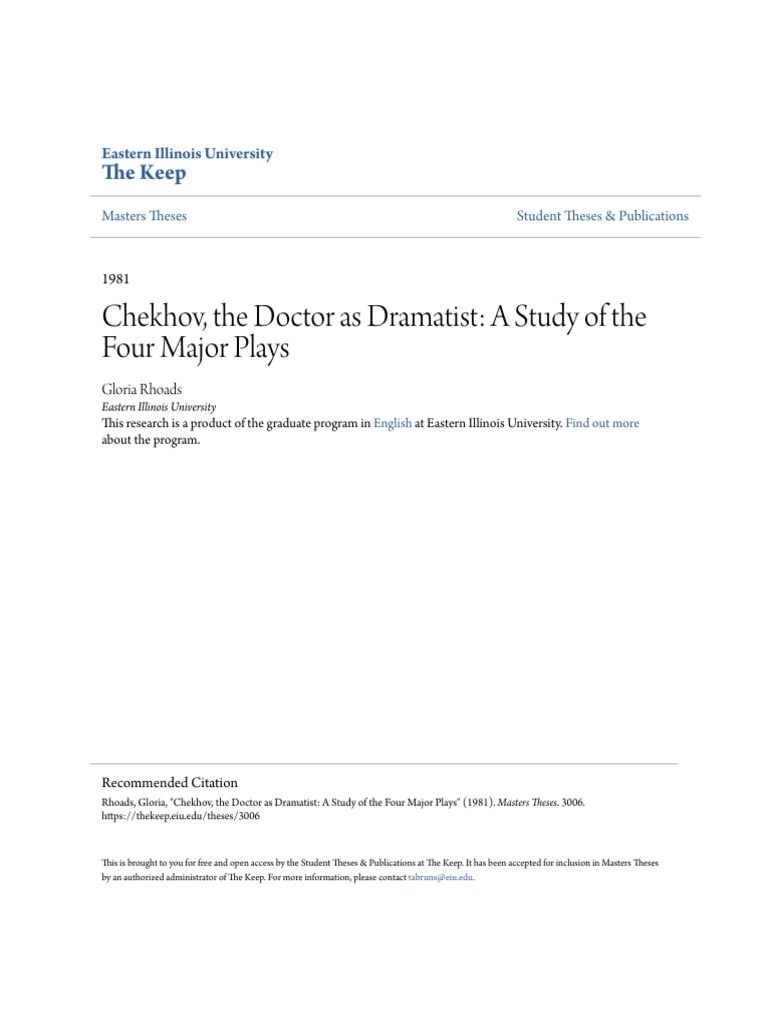 Chekhov The Doctor As Dramatist A Study of The Four Major Plays | PDF ...
