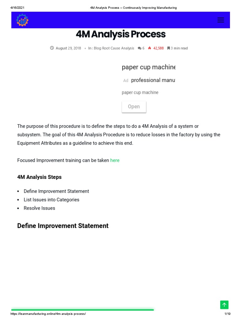 4M Analysis Process | PDF | System | Business